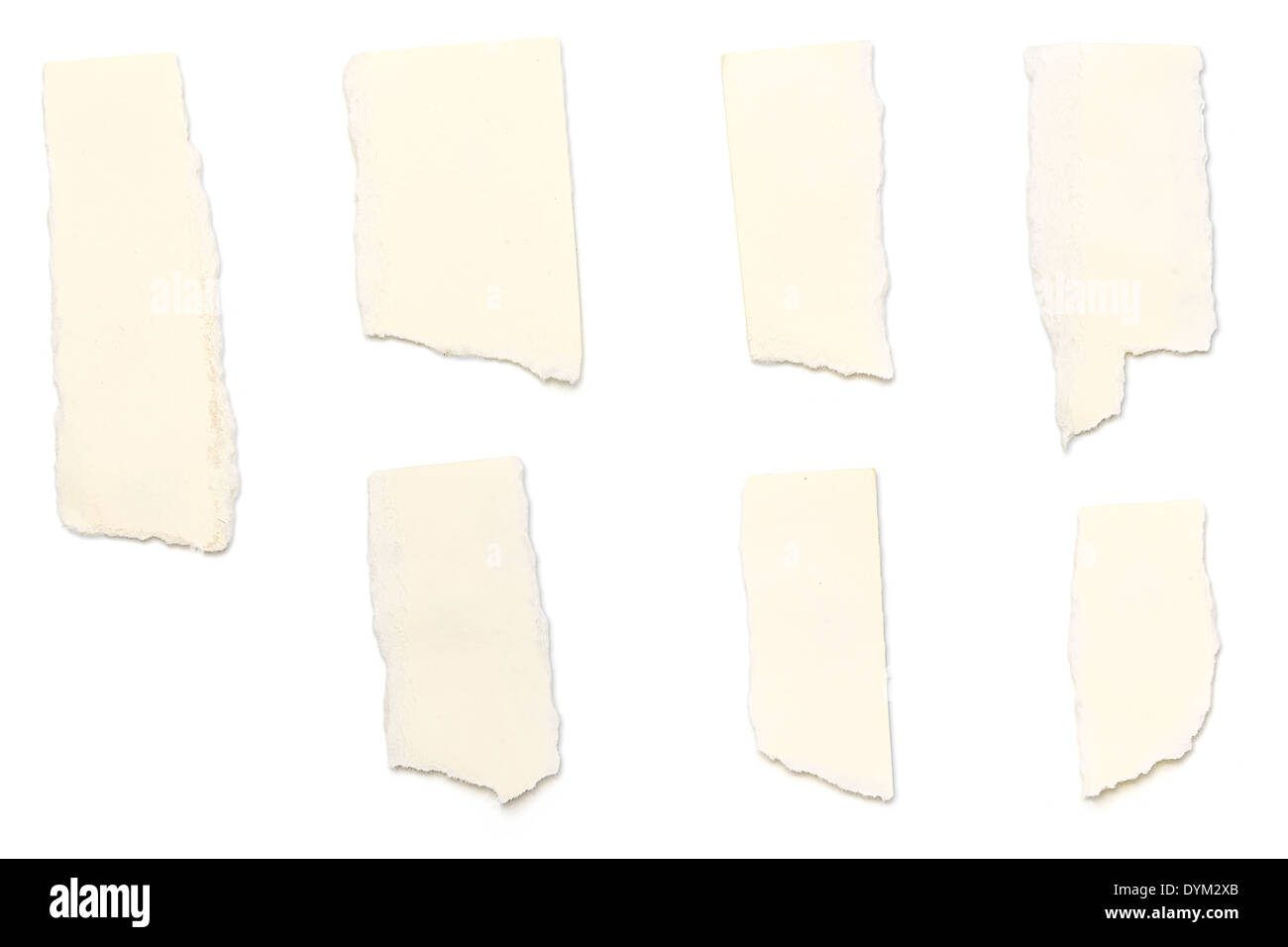 ripped yellow pieces of paper, isolated on white Stock Photo - Alamy