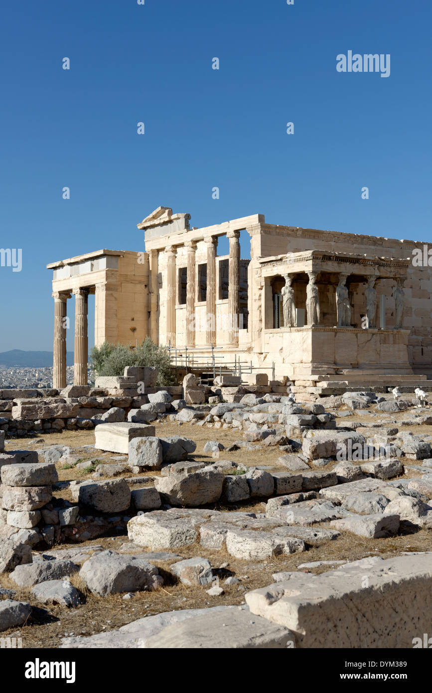The south west ends Erechtheion on Acropolis summit Athens Greece On ...