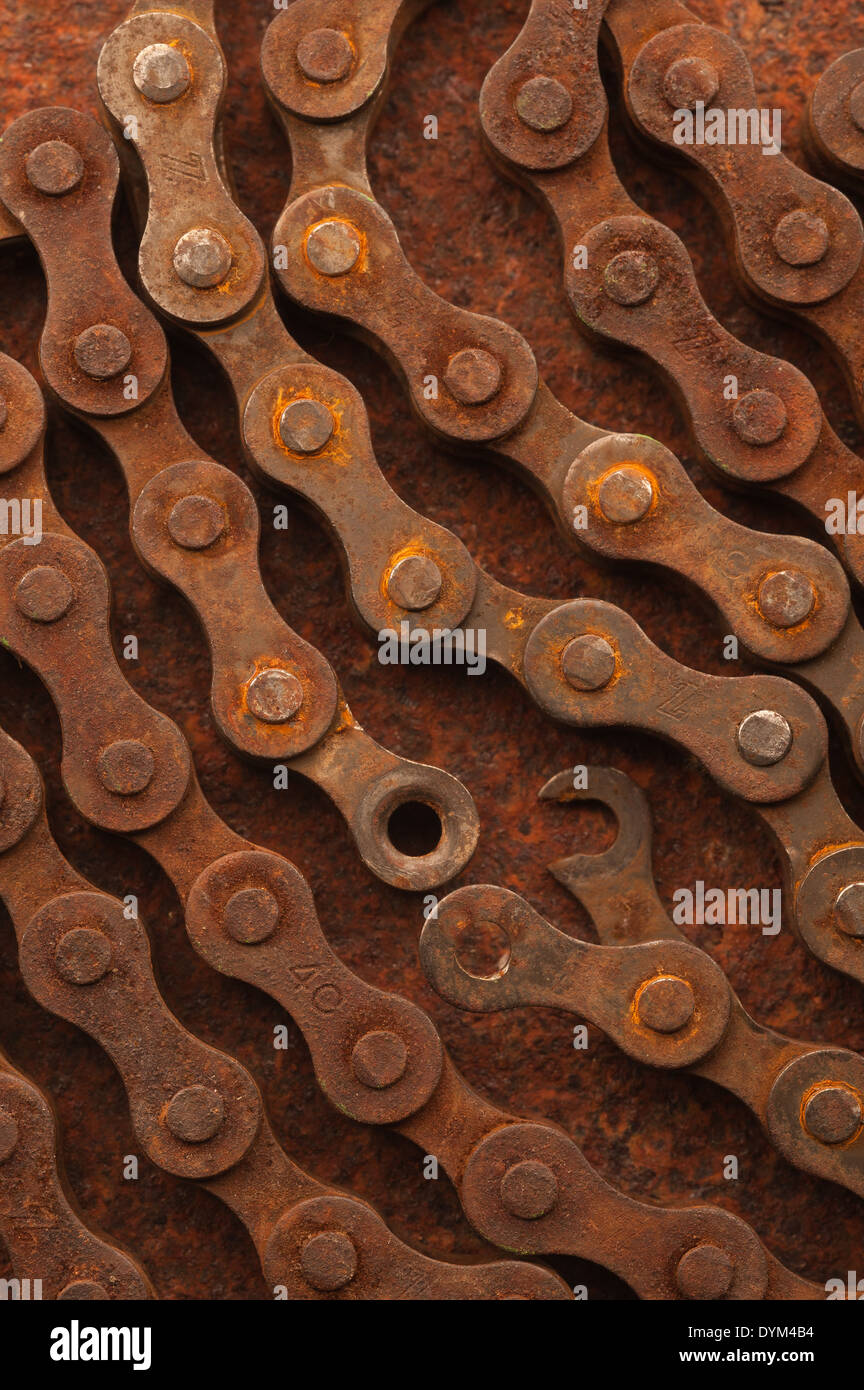 steel iron movable broken rusty chains failure of strength due to ...