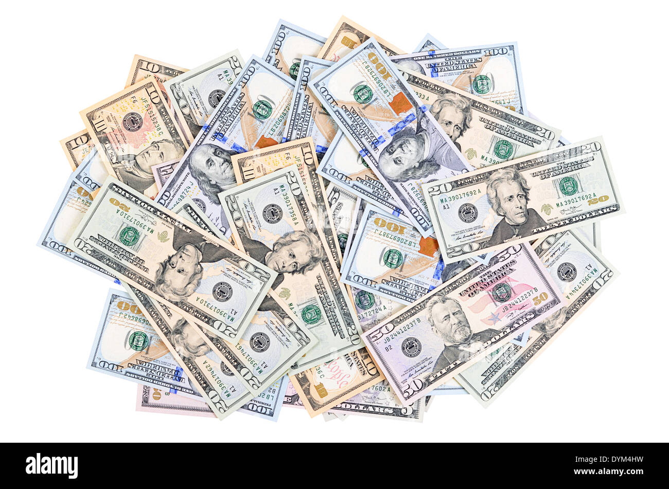 The dollar banknotes isolated on white background Stock Photo - Alamy