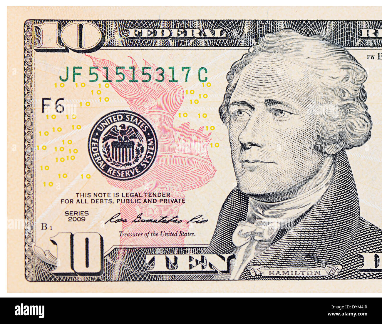 The ten dollars isolated on white background Stock Photo - Alamy