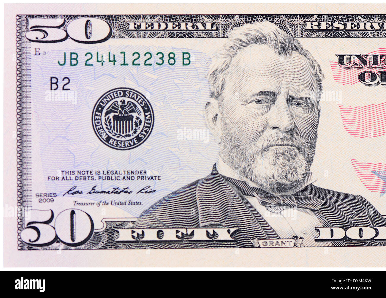 The fifty dollars isolated on white background Stock Photo - Alamy