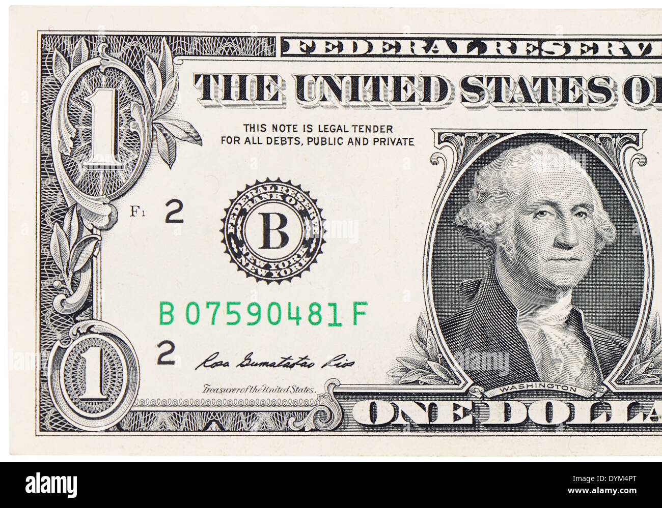 The one dollars isolated on white background Stock Photo - Alamy