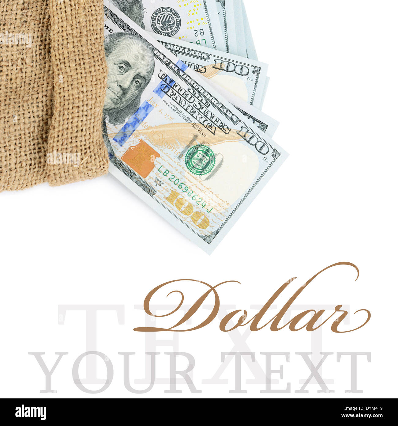 Dollar banknotes in sack isolated on white Stock Photo - Alamy