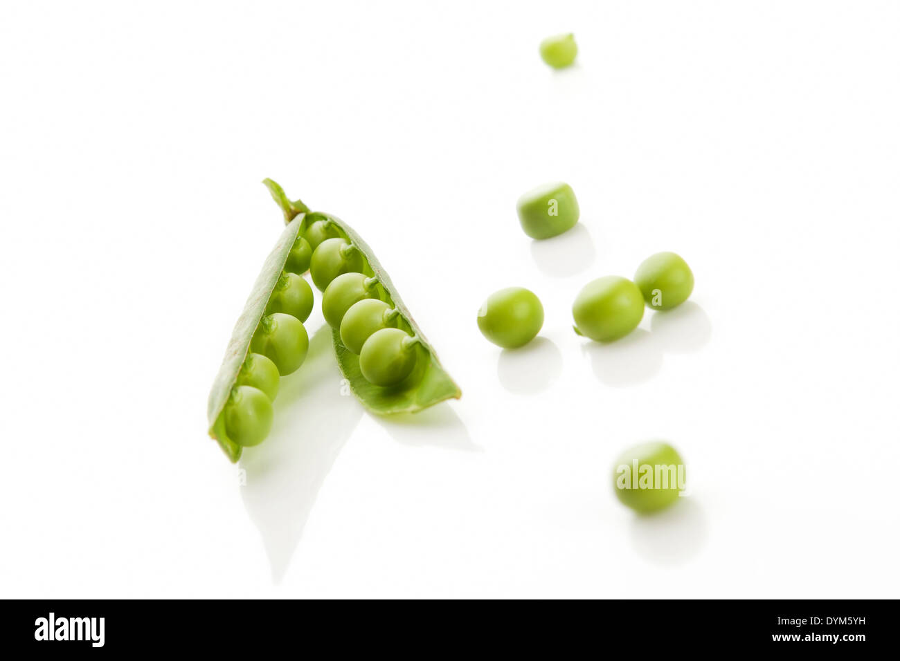 Green fresh ripe peas isolated on white background. Ripe summer ...