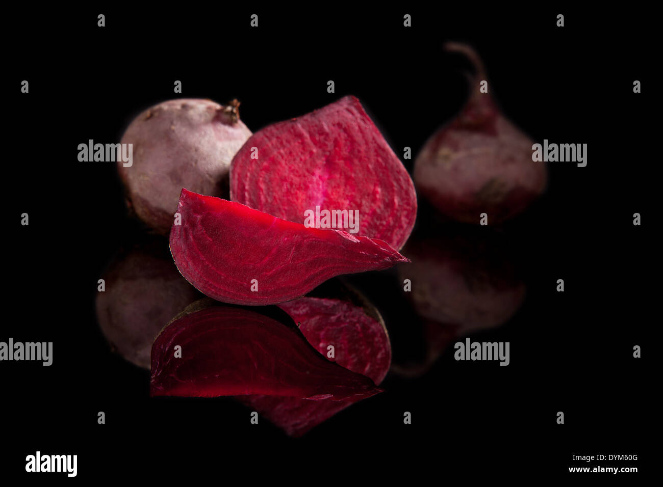 Delicious beet isolated on black background with reflection. Culinary ...