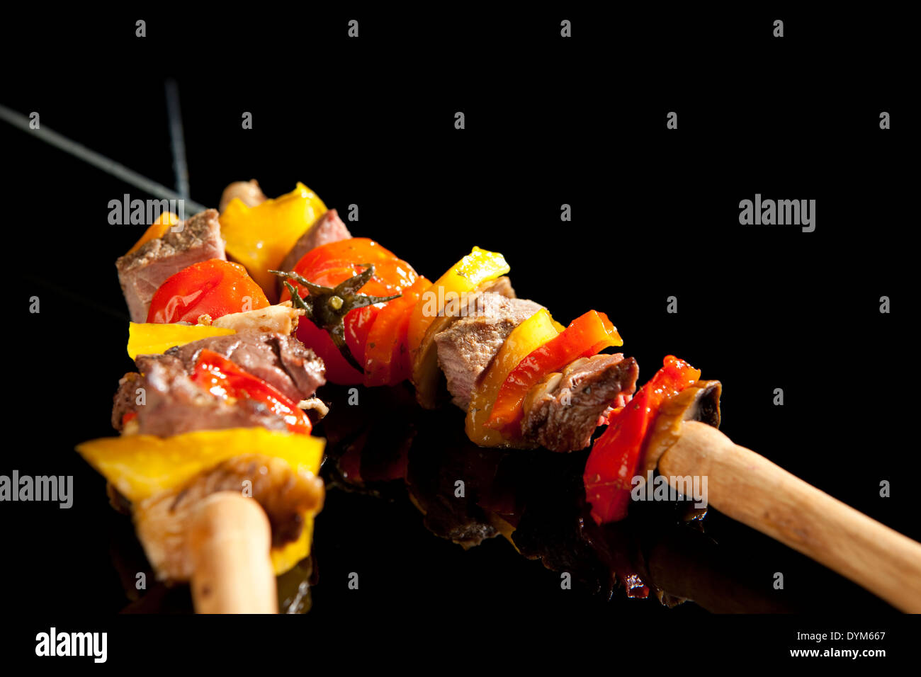 Barbeque sticks with meat, vegetables and corn Stock Photo - Alamy