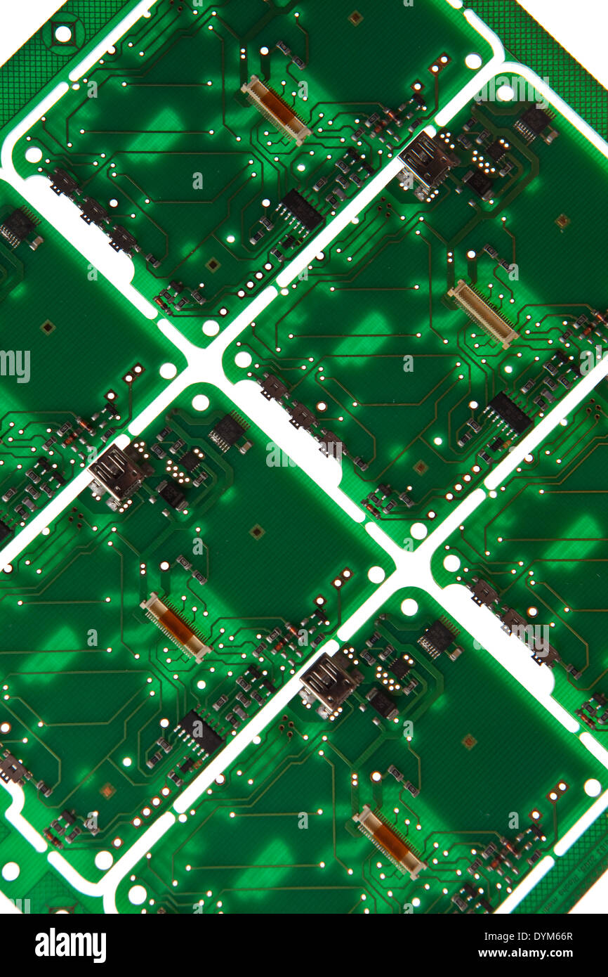 printed circuit plate on white background. Digital background Stock ...