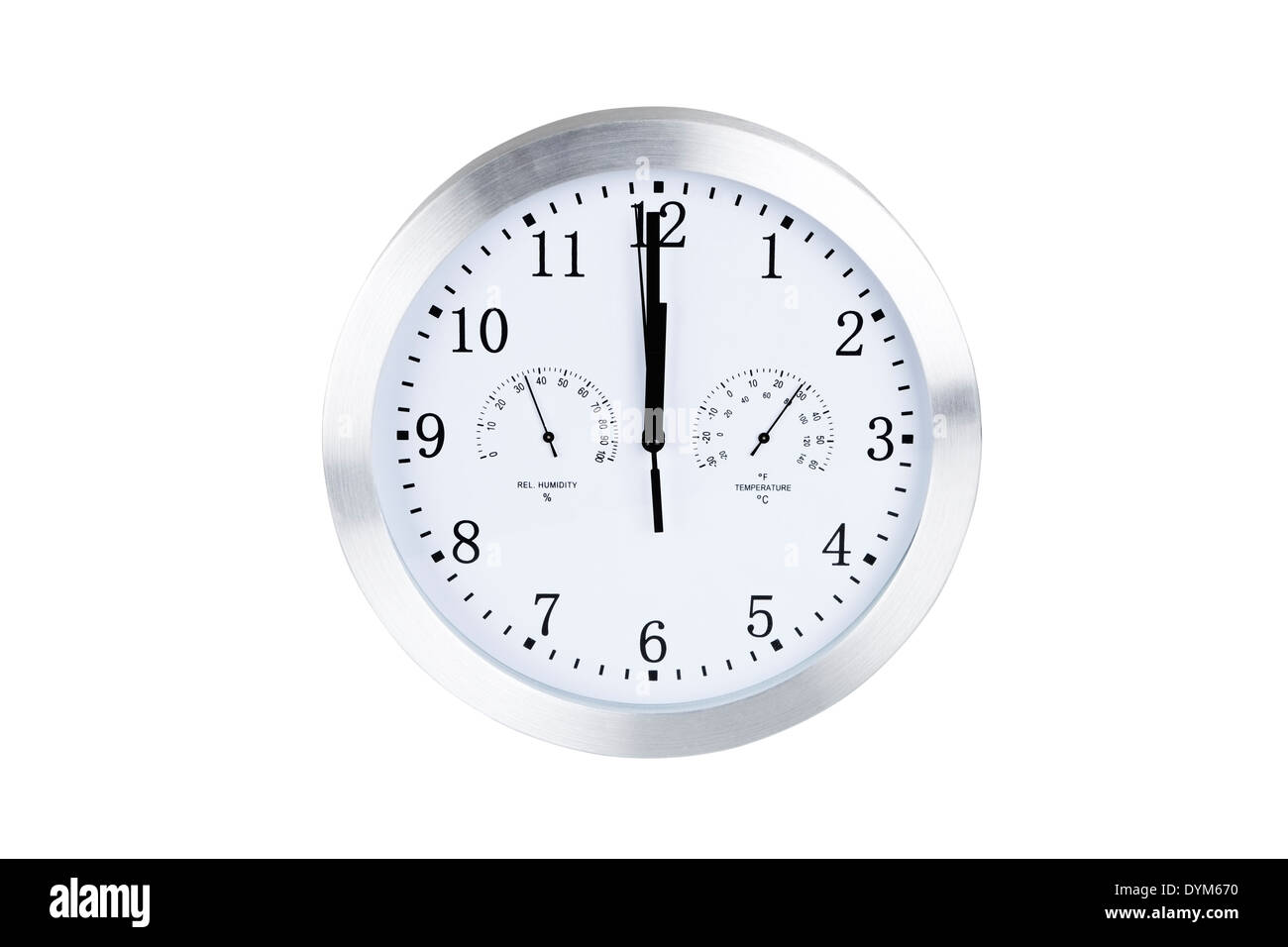 Silver round clock isolated on white background with clipping path ...