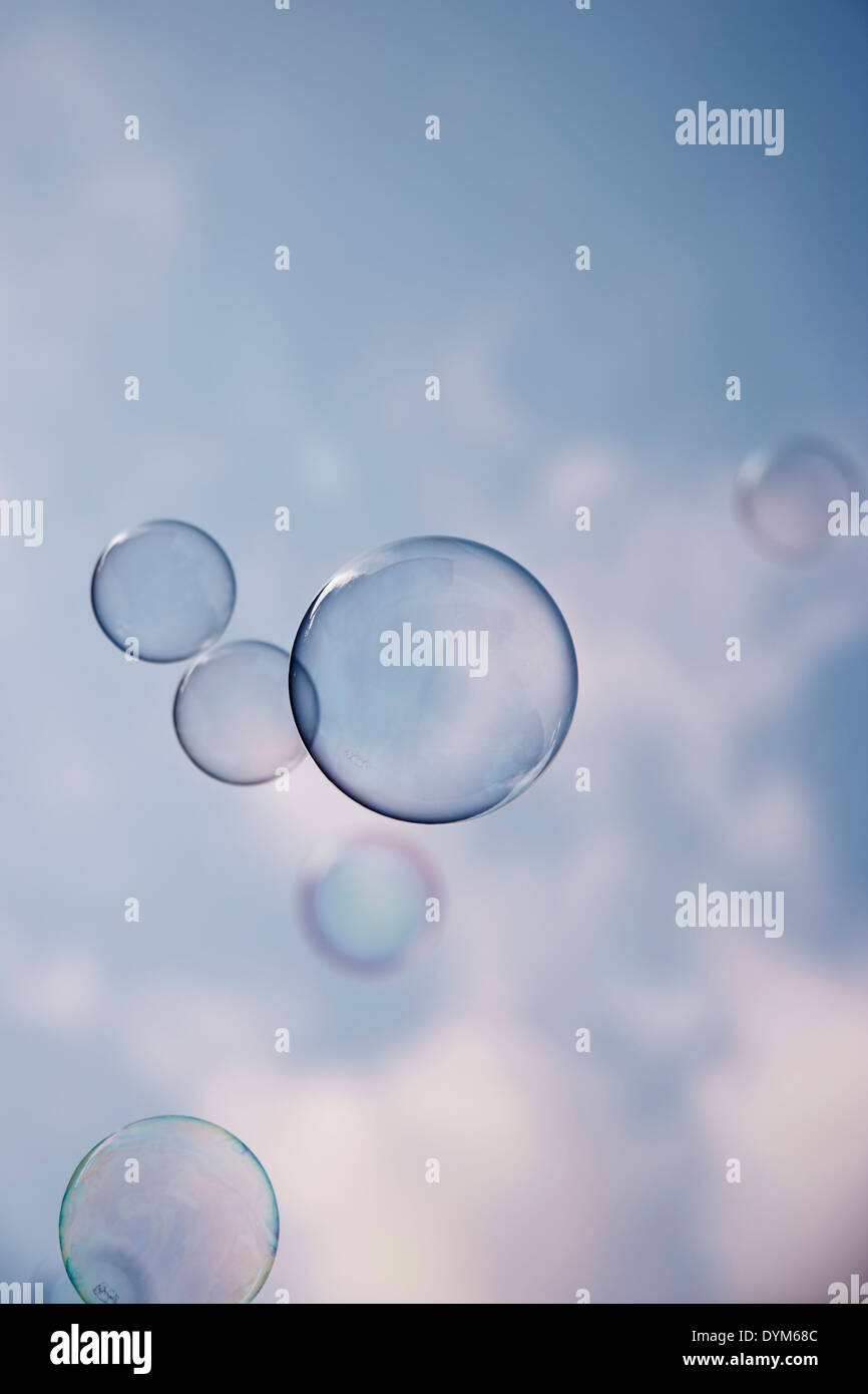 Flying soap bubbles in the air Stock Photo - Alamy