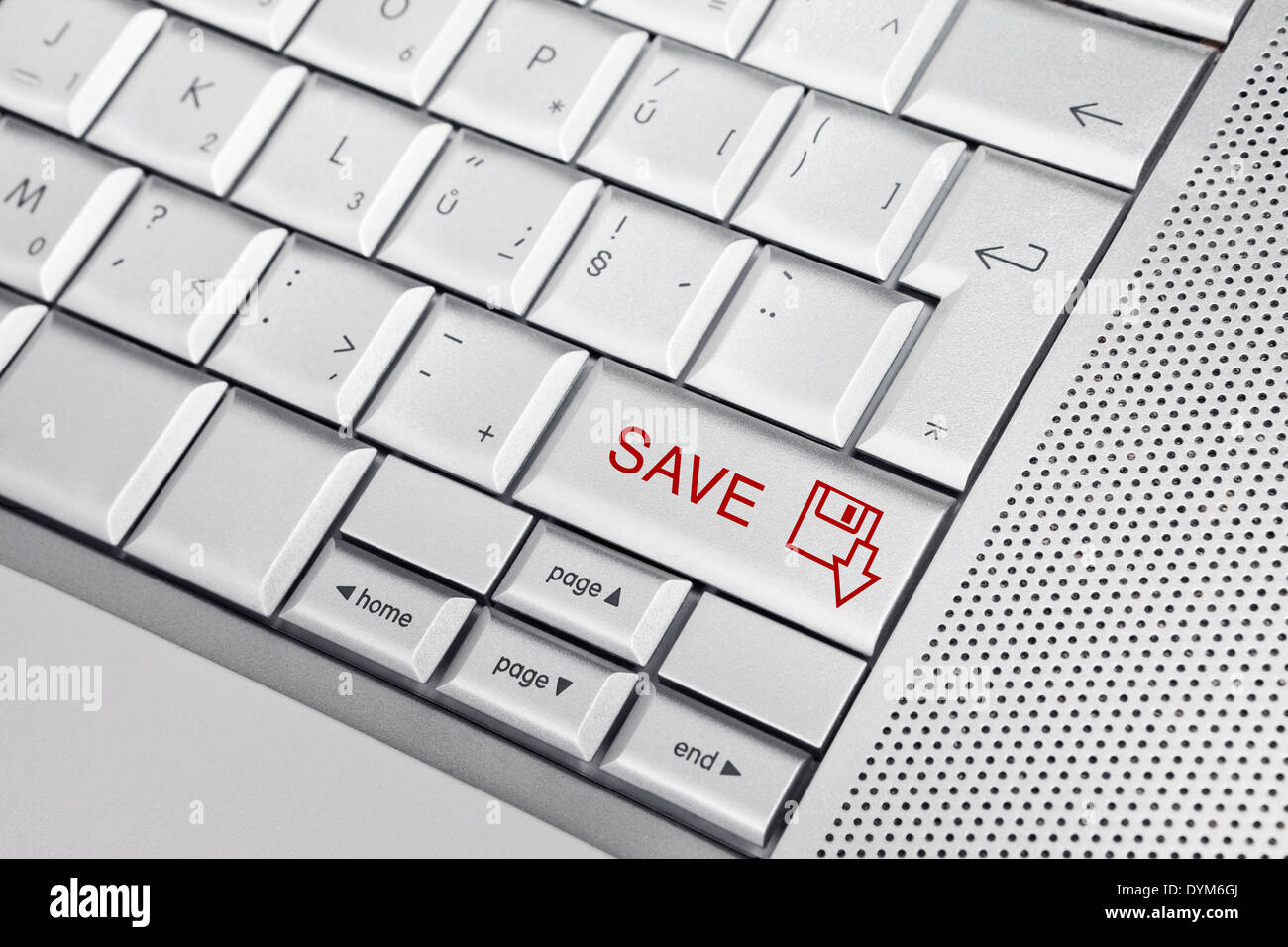 Silver keyboard with SAVE icon and SAVE text on keys. Don't forget to ...