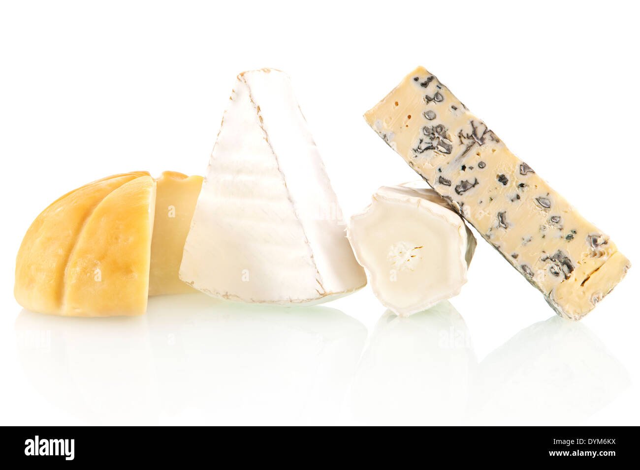 Various cheese sorts isolated on white background. Cheese variation ...