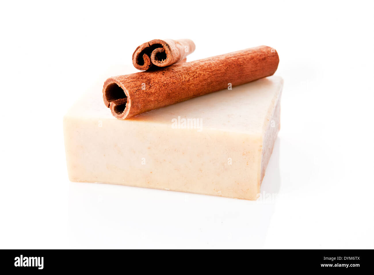 Square cinnamon soap bar with cinnamon isolated on white background ...