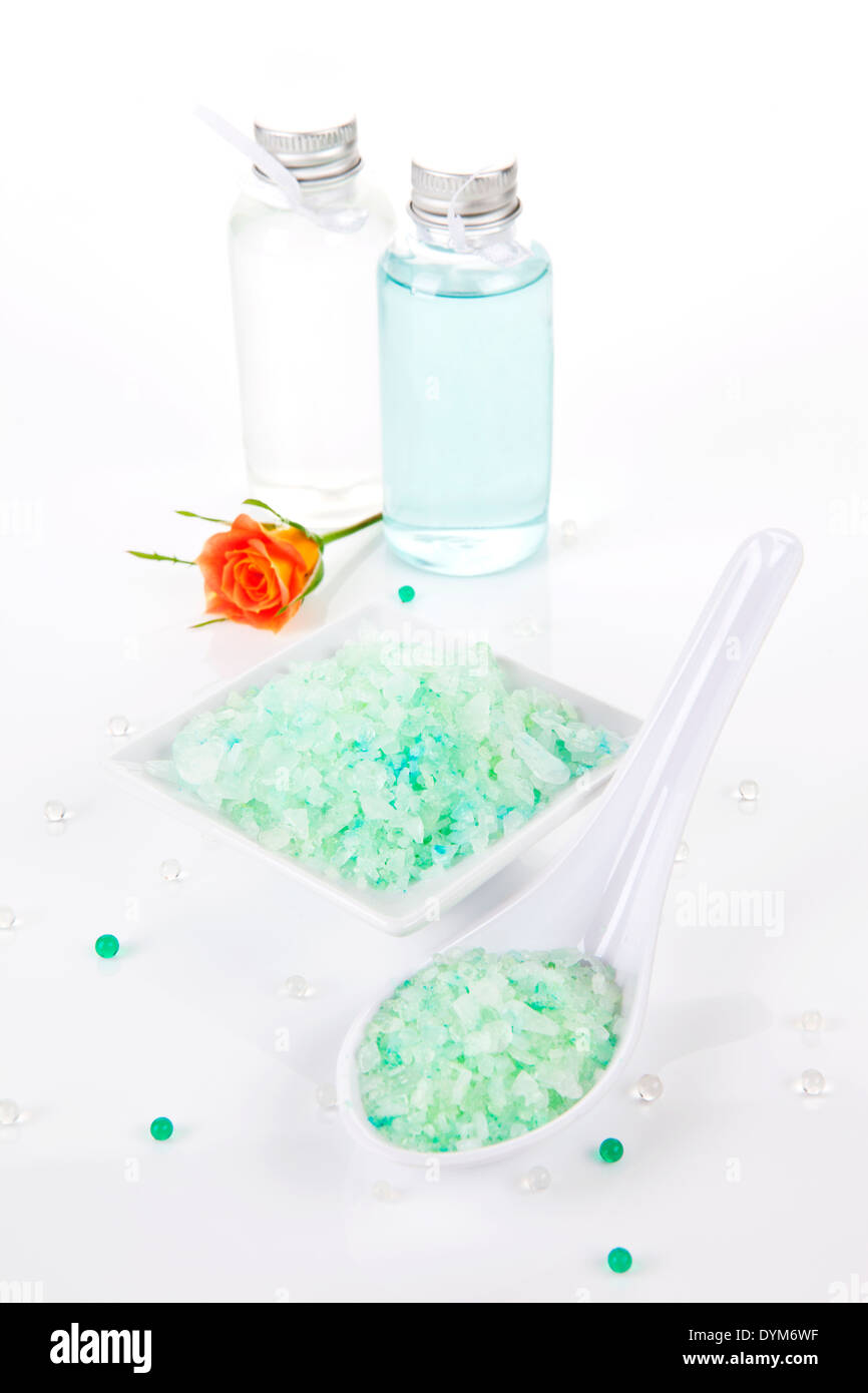 Luxurious body care set isolated on white background. Wellness spa ...