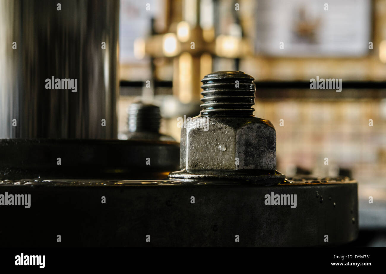 Nut and bolt from Crofton Steam Beam Engine Stock Photo - Alamy