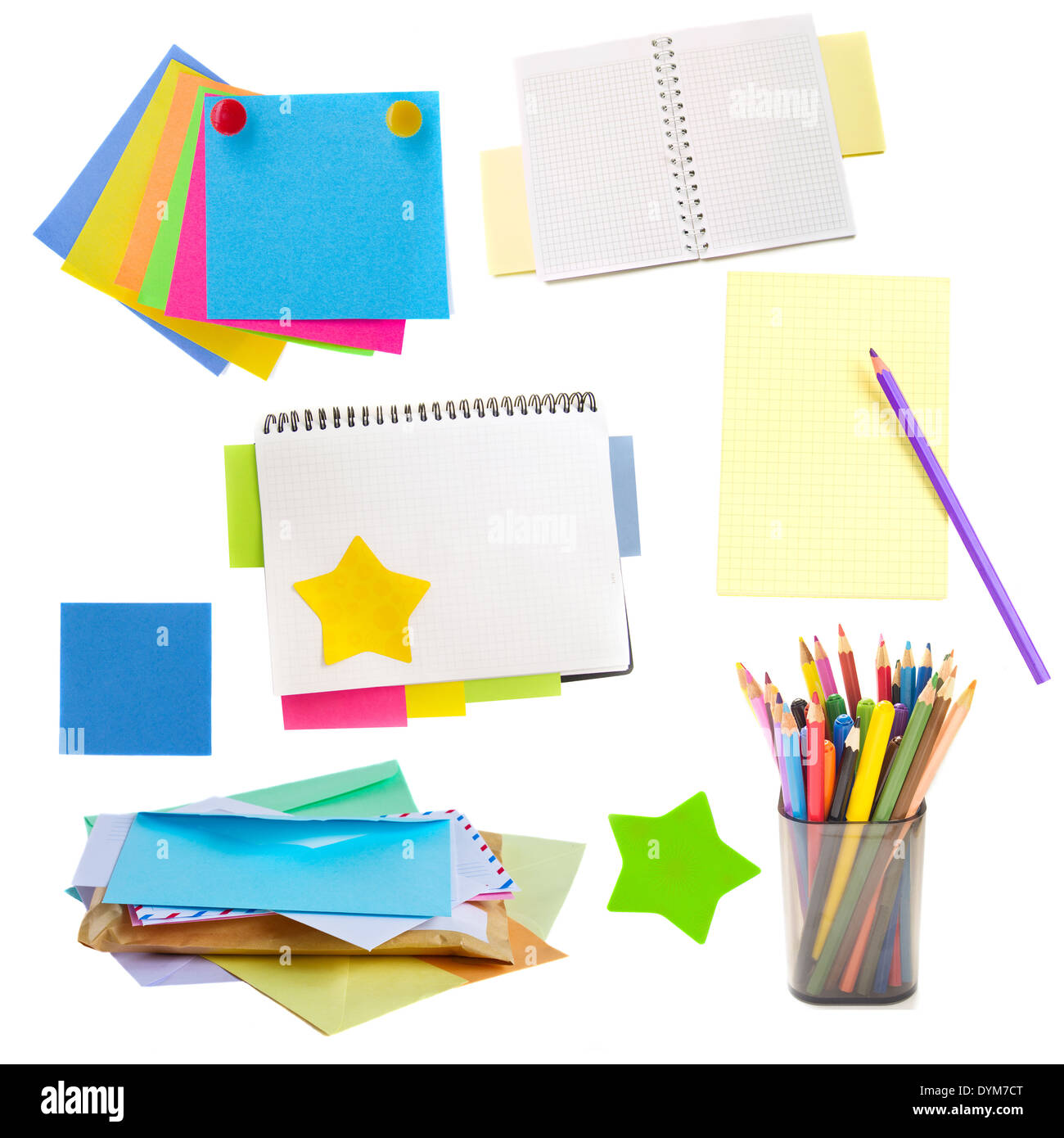 mail envelopes, notes and stickers Stock Photo - Alamy