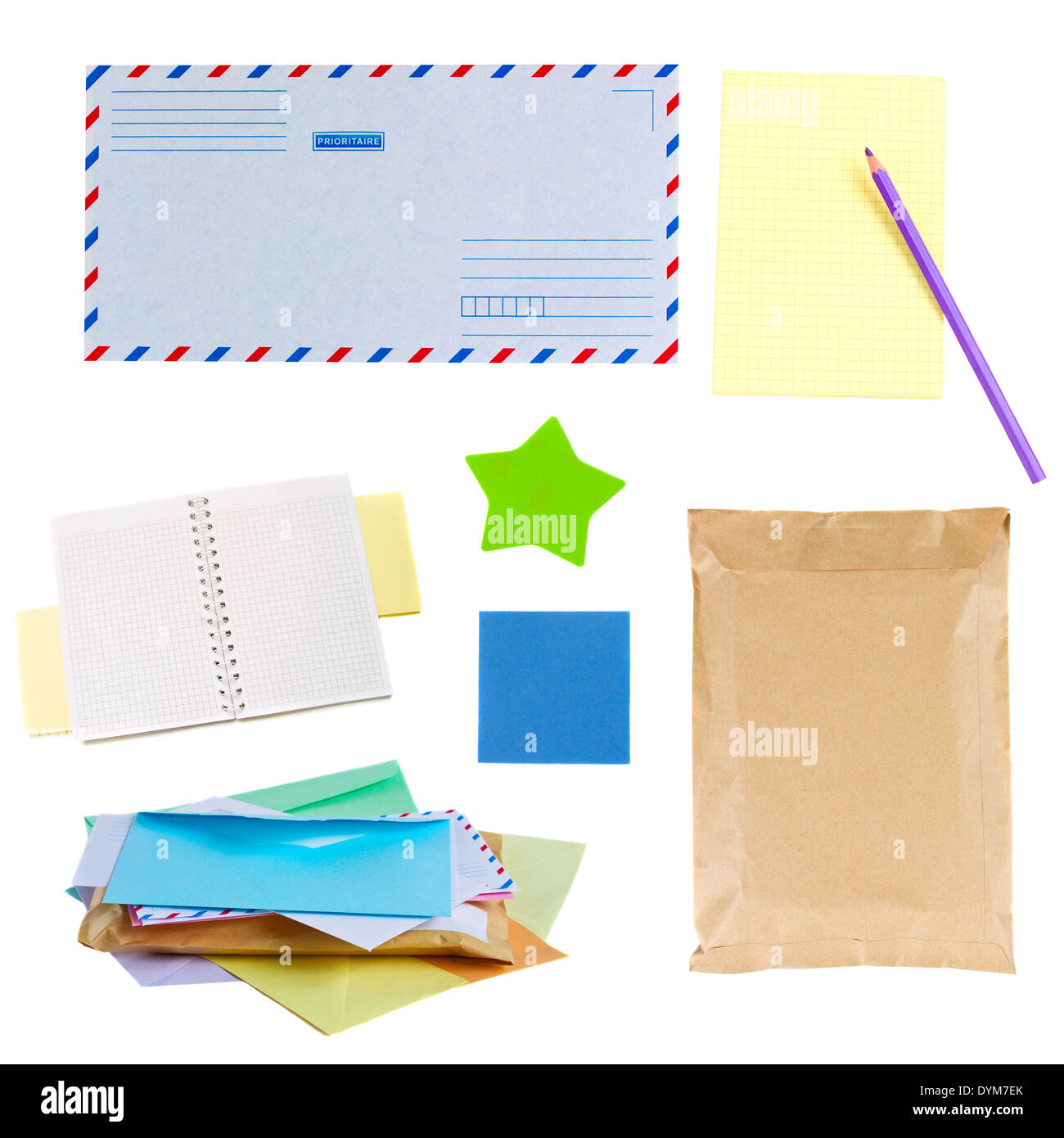 mail envelopes, notes and stickers Stock Photo - Alamy