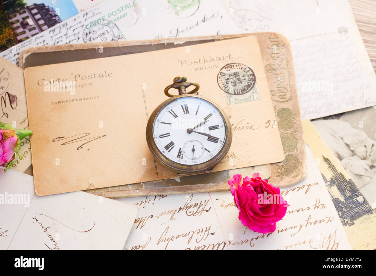 old letter with old clock Stock Photo - Alamy