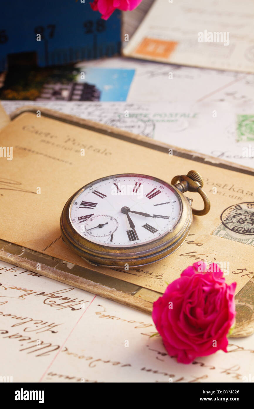 old mail with old clock Stock Photo - Alamy