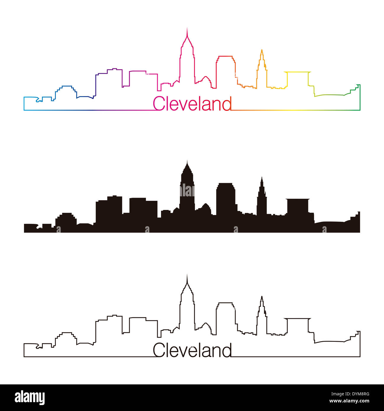 Cleveland skyline linear style Stock Photo - Alamy
