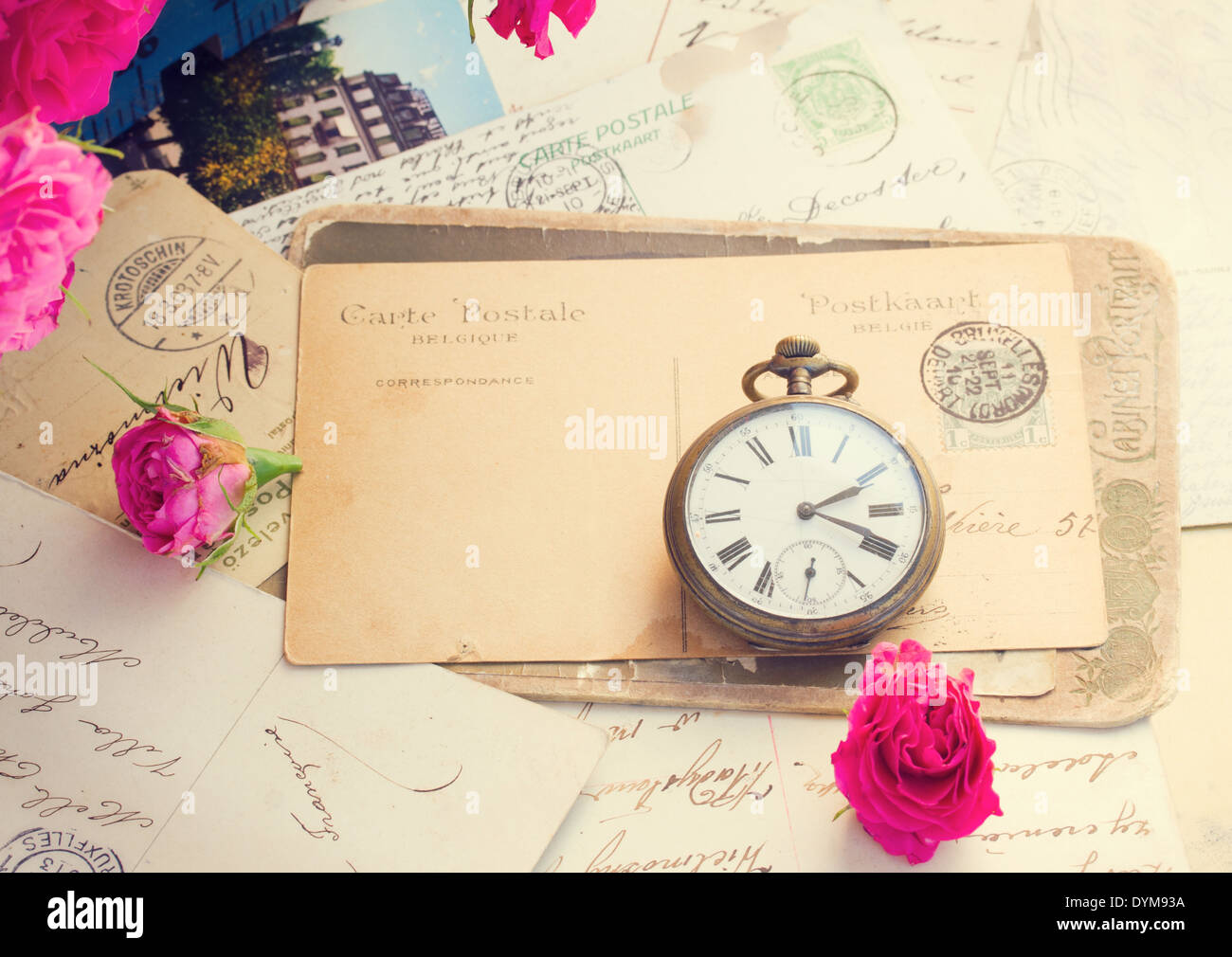 antique mail and clock Stock Photo - Alamy