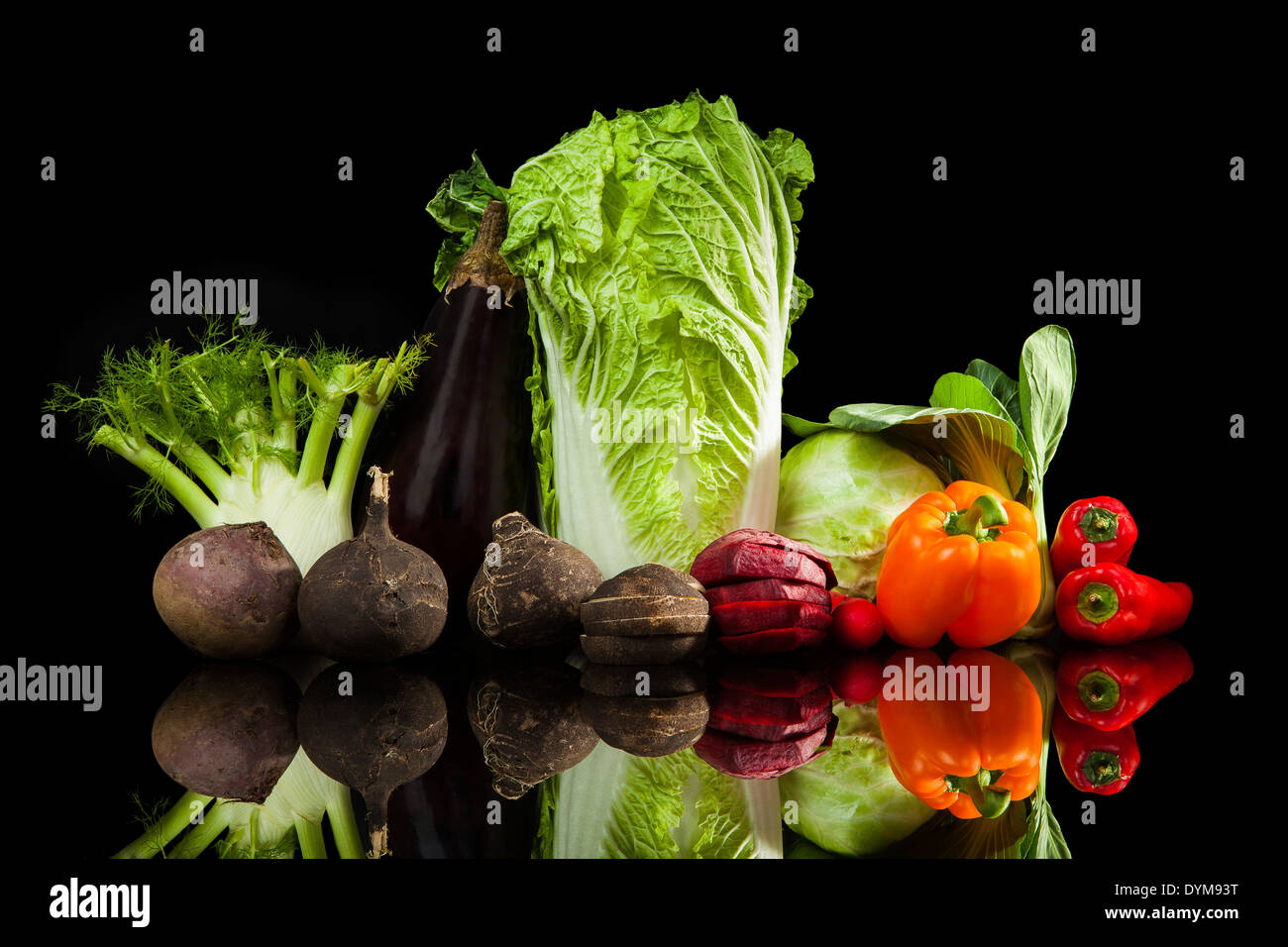 Colorful luxurious vegetable variation isolated on black background ...