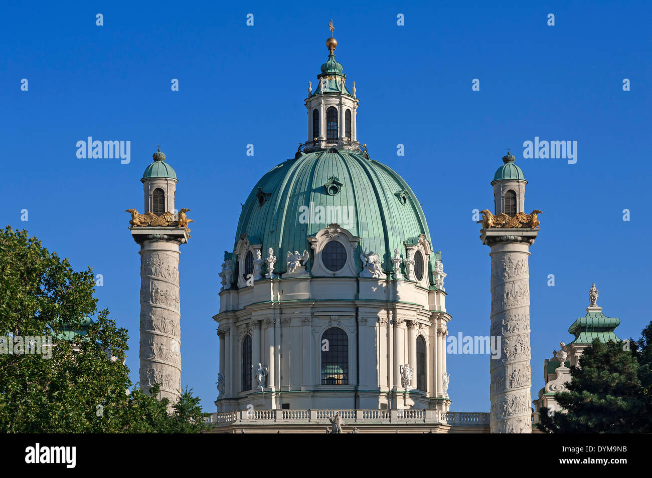 Dome of the baroque Karlskirche church, inaugurated in 1739, the ...