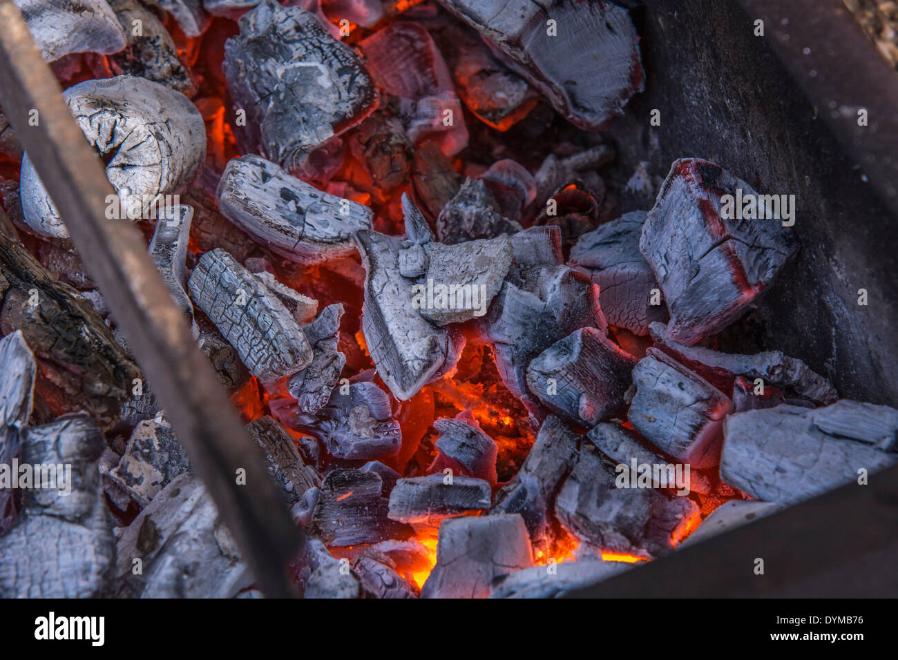 Glowing barbecue charcoal embers Stock Photo - Alamy