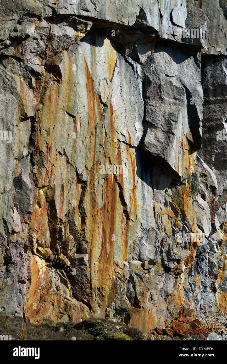 Rock face detail. Shap Pink Granite Quarry, Shap, Cumbria, England ...