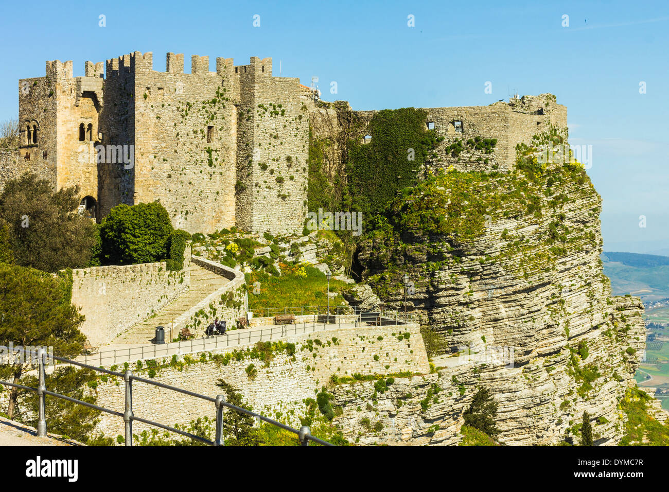 Saracen Arab era Pepoli Castle, now a hotel, in this historic town high ...