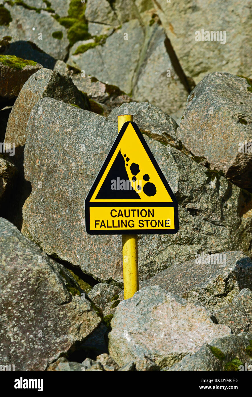Caution falling stone warning sign hi-res stock photography and images ...