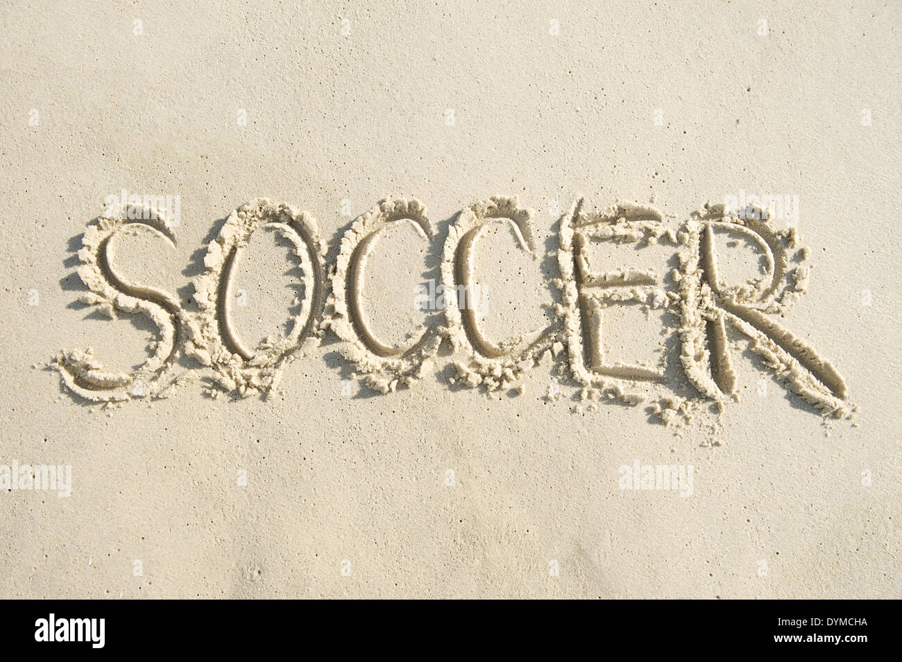 Football handwritten soccer message in capital letter text on bright ...