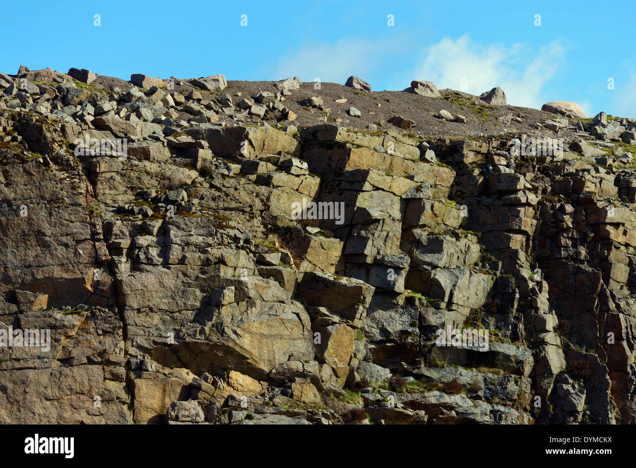 Rock face detail. Shap Pink Granite Quarry, Shap, Cumbria, England ...
