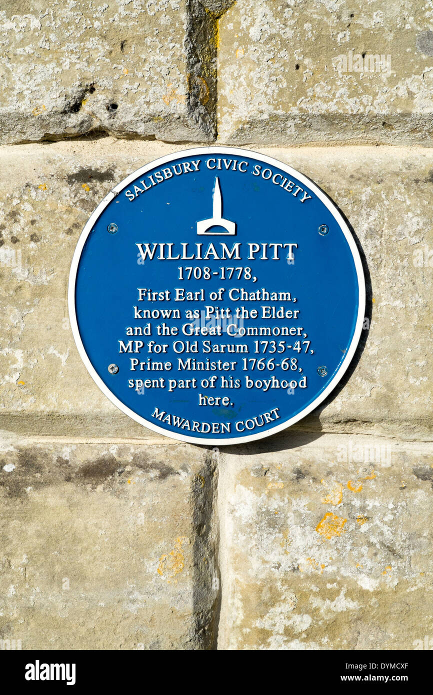 Blue plaque commemorating William Pitt Stock Photo - Alamy