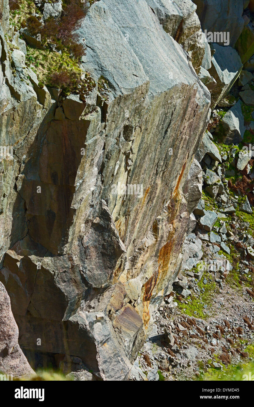 Rock face detail. Shap Pink Granite Quarry, Shap, Cumbria, England ...