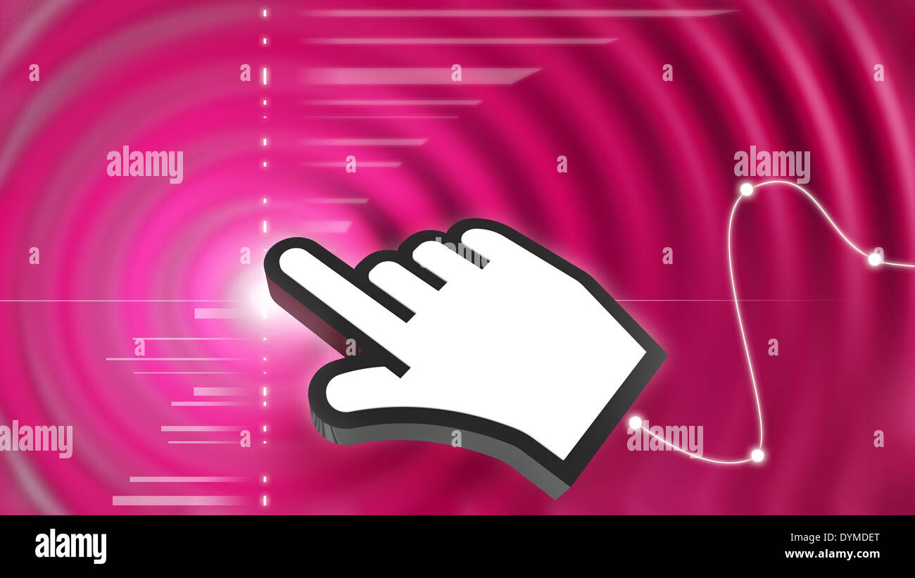 abstract ripples and cursor hand touch center of circles Stock Photo ...