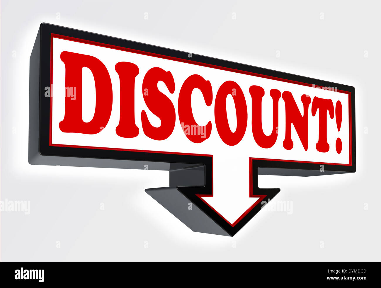discount sign with arrow down and per cent symbol red and black on ...
