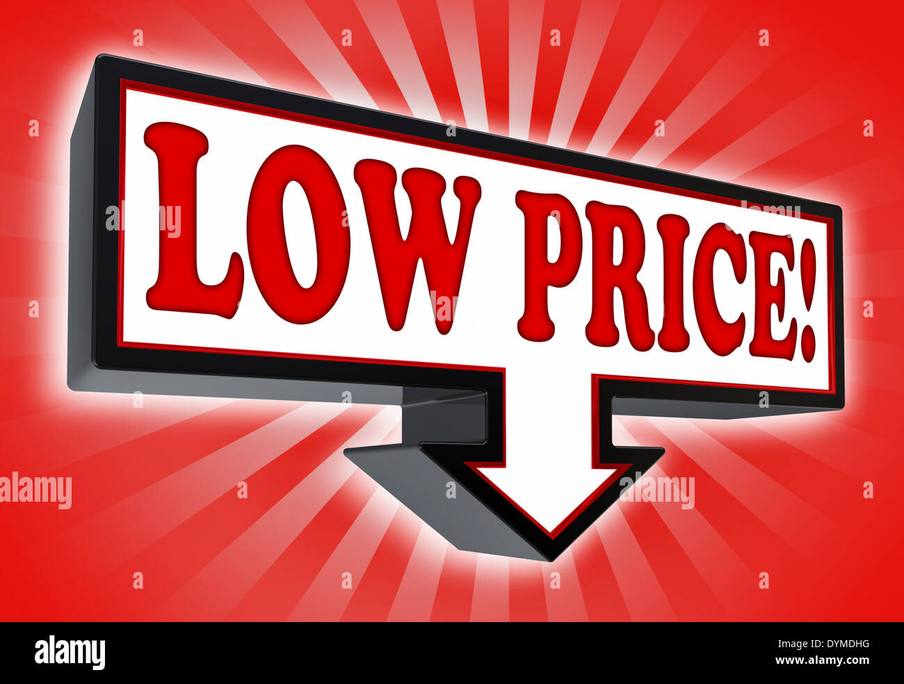 low price sign with arrow down red and black on red striped background ...