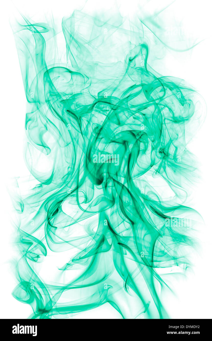 abstract green smoke isolated on white background Stock Photo - Alamy