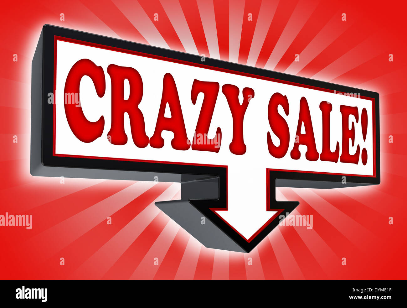 crazy sale red and black arrow sign on red background. clipping path ...