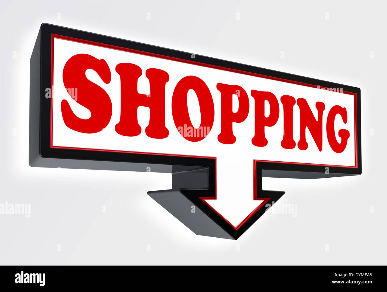 shopping red and black arrow sign on white background. clipping path ...