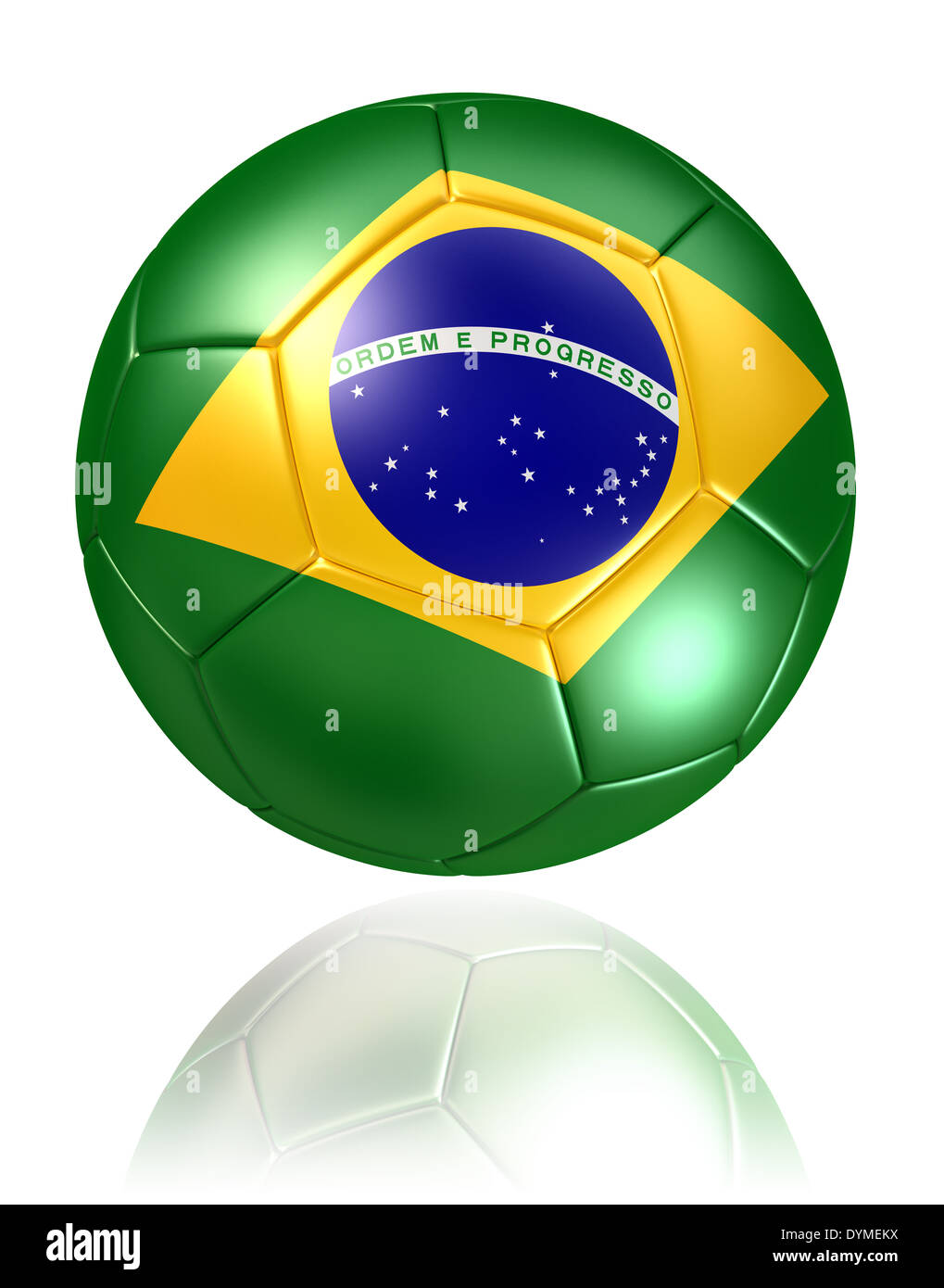 brazil flag on soccer ball on white background. clipping path included ...