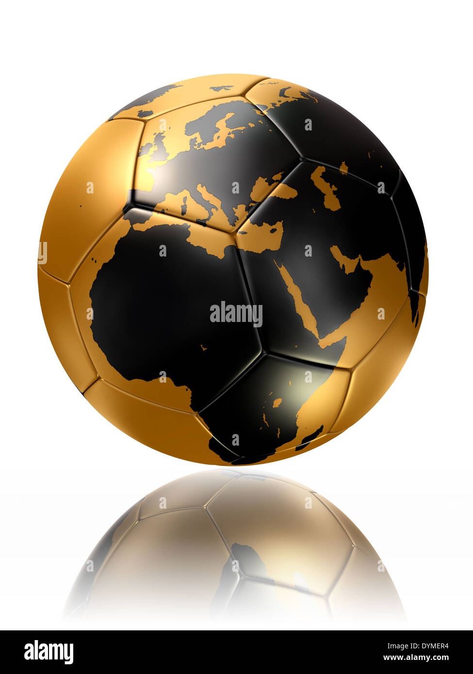 gold soccer ball globe world map europe africa. clipping path included ...