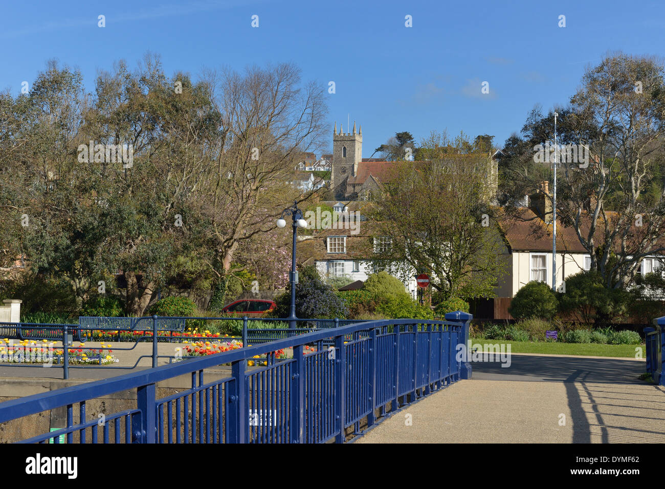 St Leonard's Church viewed from the Royal Military canal footbridge ...