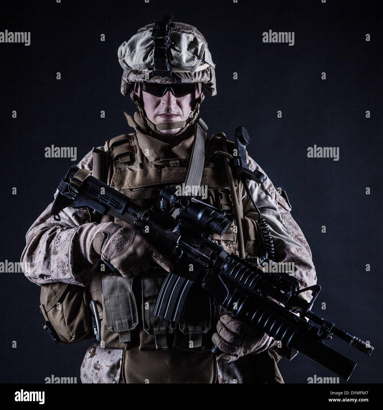 US marine studio shot on black background Stock Photo - Alamy