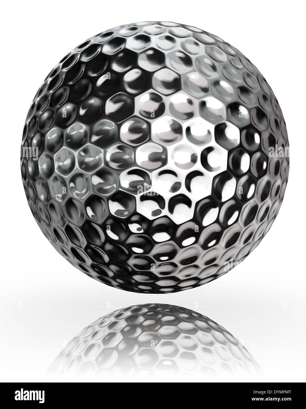 golf ball silver metal on white background. clipping path included ...
