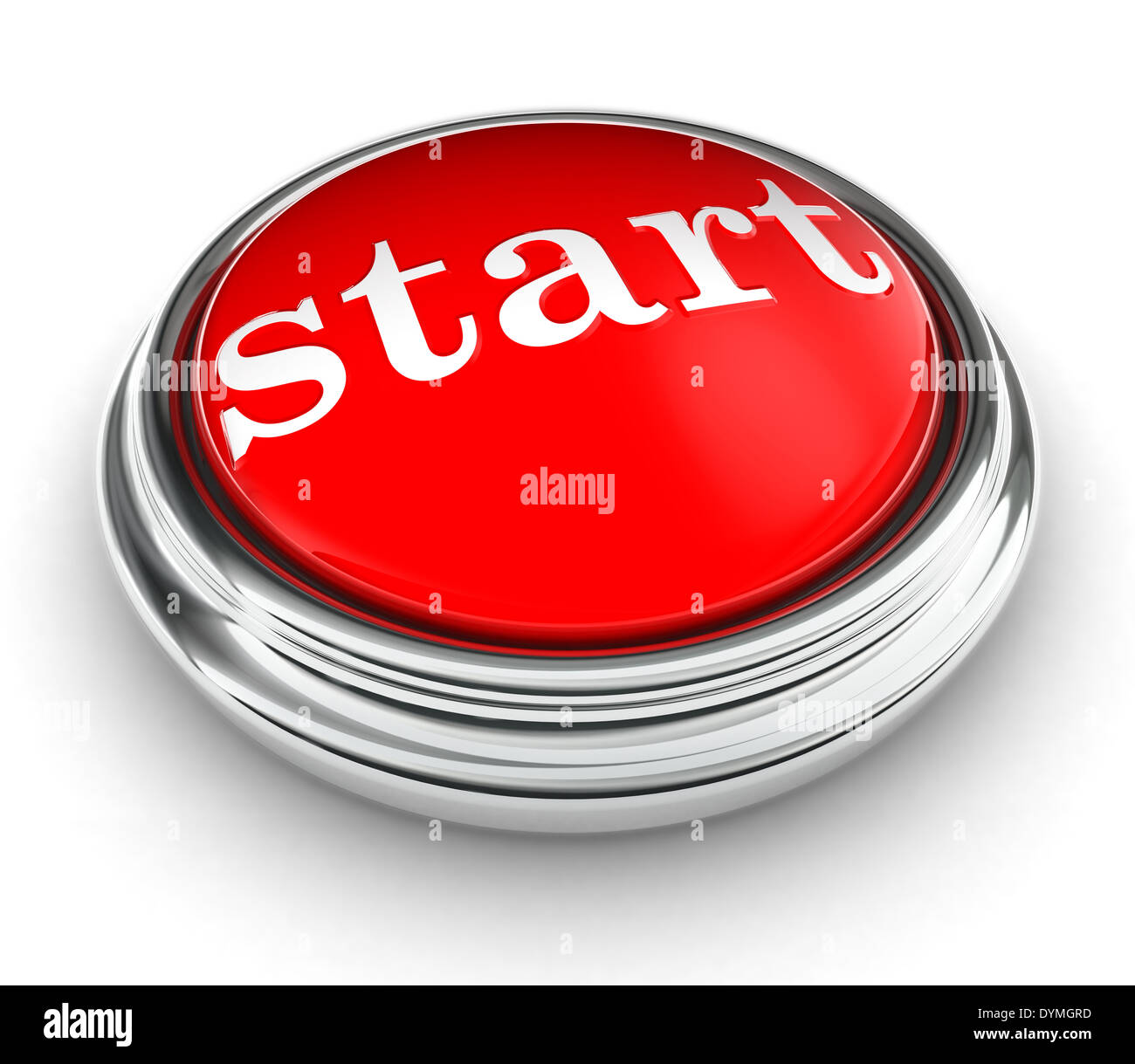 start word on red push button on white background. clipping path ...