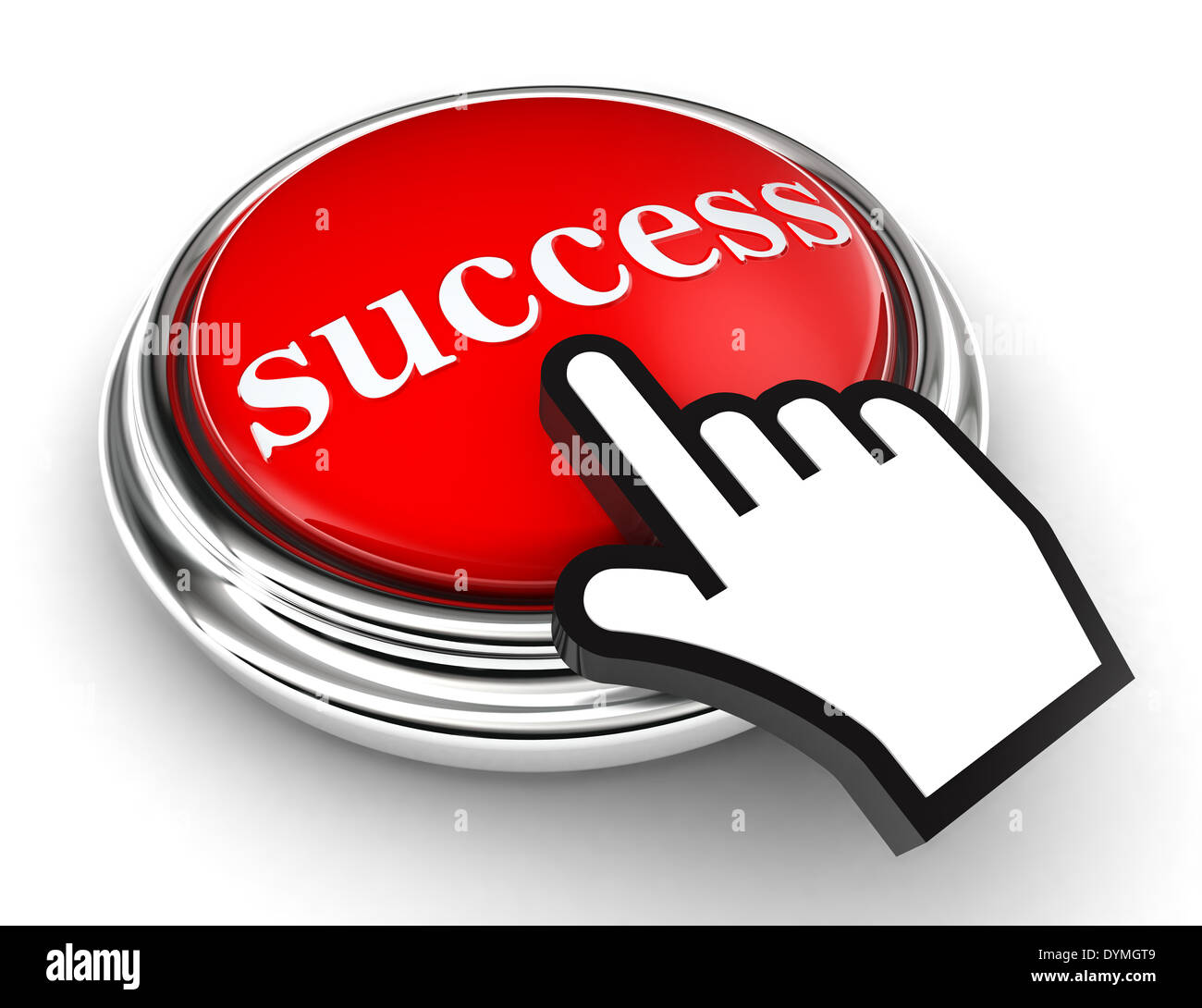 success red button and cursor hand on white background. clipping paths ...