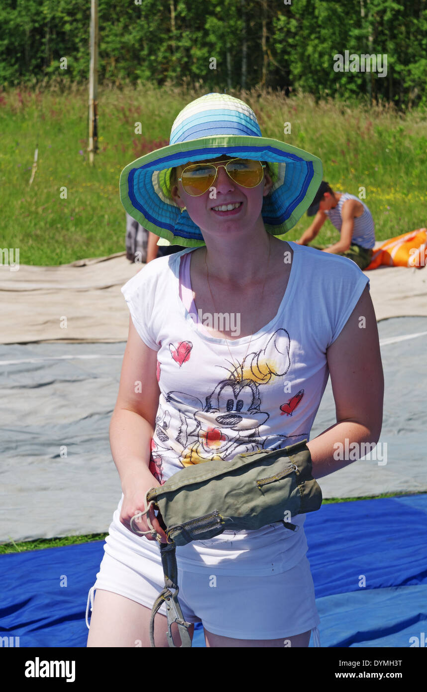 One day with parachutist in airfield. Parachute packing Stock Photo - Alamy