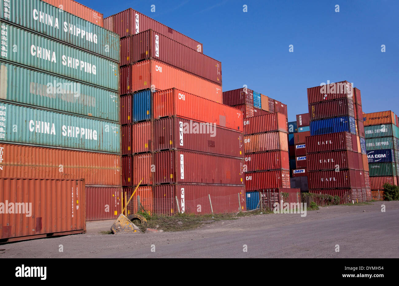 Durban, South Africa - April 21, 2014: Containers stacked and stored at ...